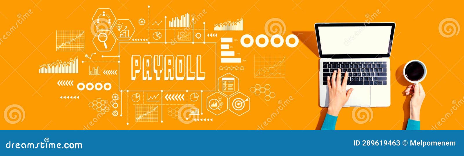 Payroll Theme with Person Using a Laptop Stock Image - Image of concept ...