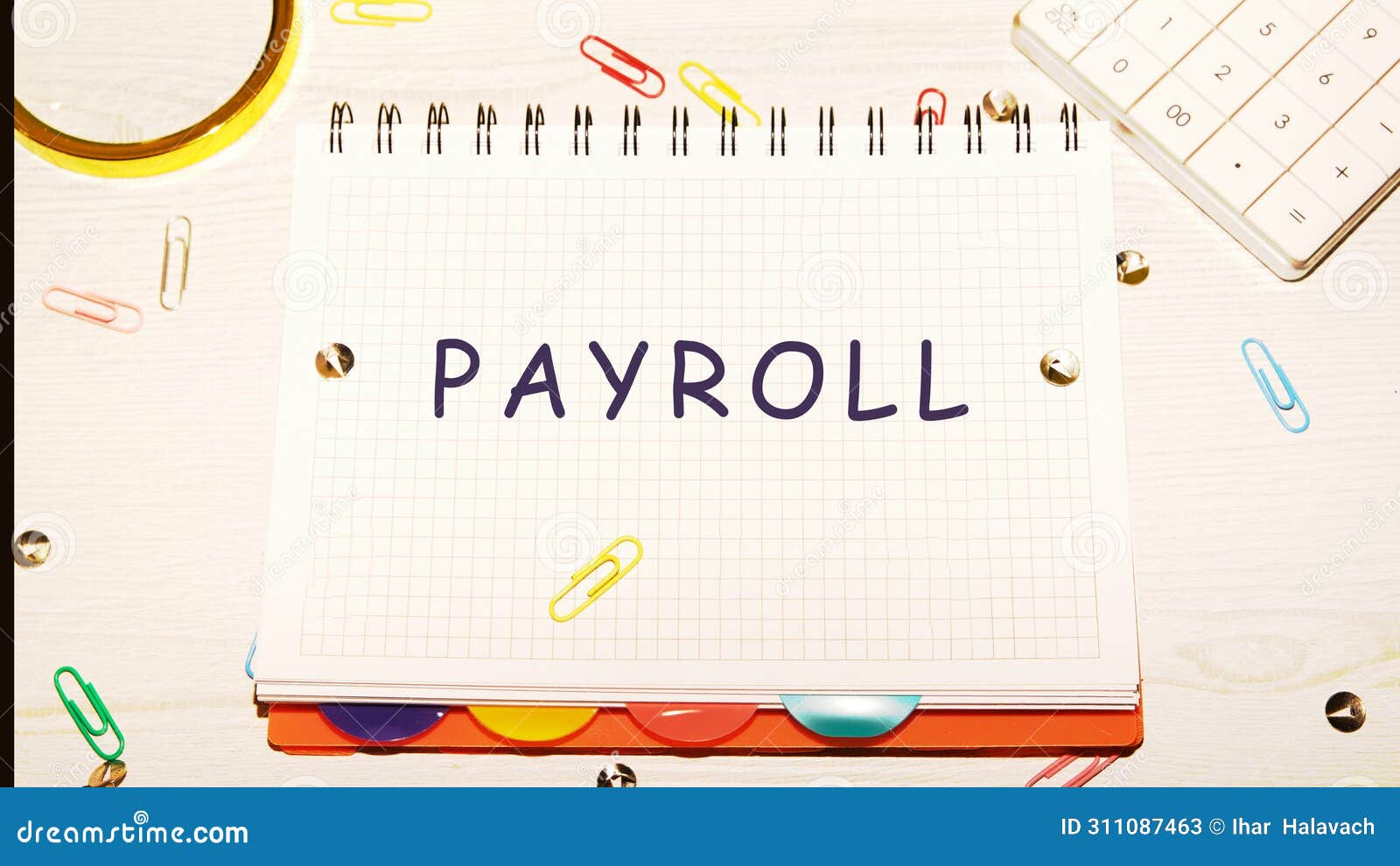 PAYROLL Word on a Notebook in a Cage on the Table Stock Image - Image ...