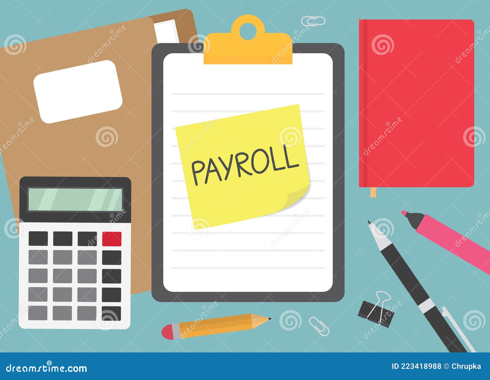 Payroll Written on Yellow Sticky Note Stock Vector - Illustration of ...