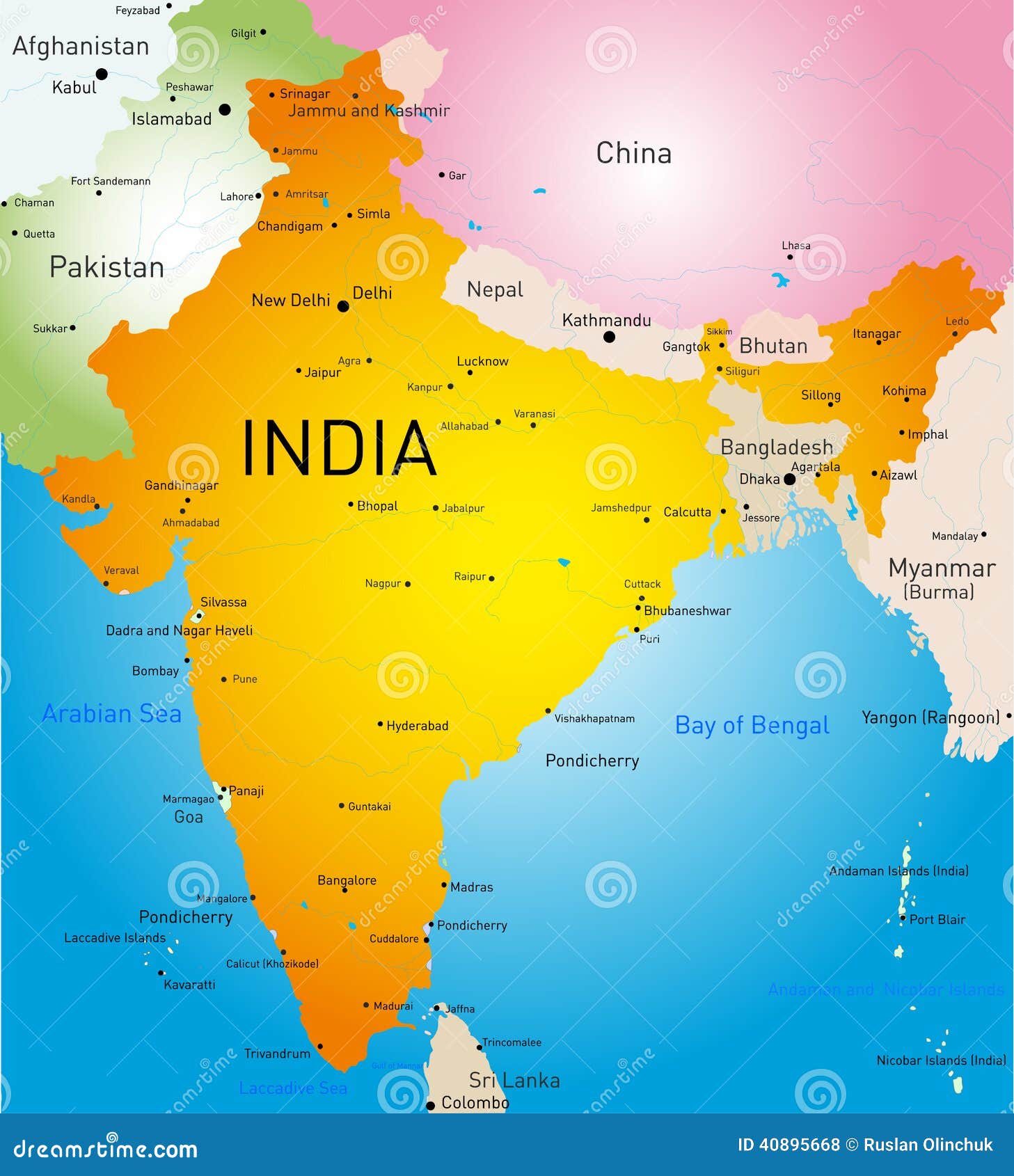 Pays d'Inde illustration de vecteur. Illustration du colombo - 40895668