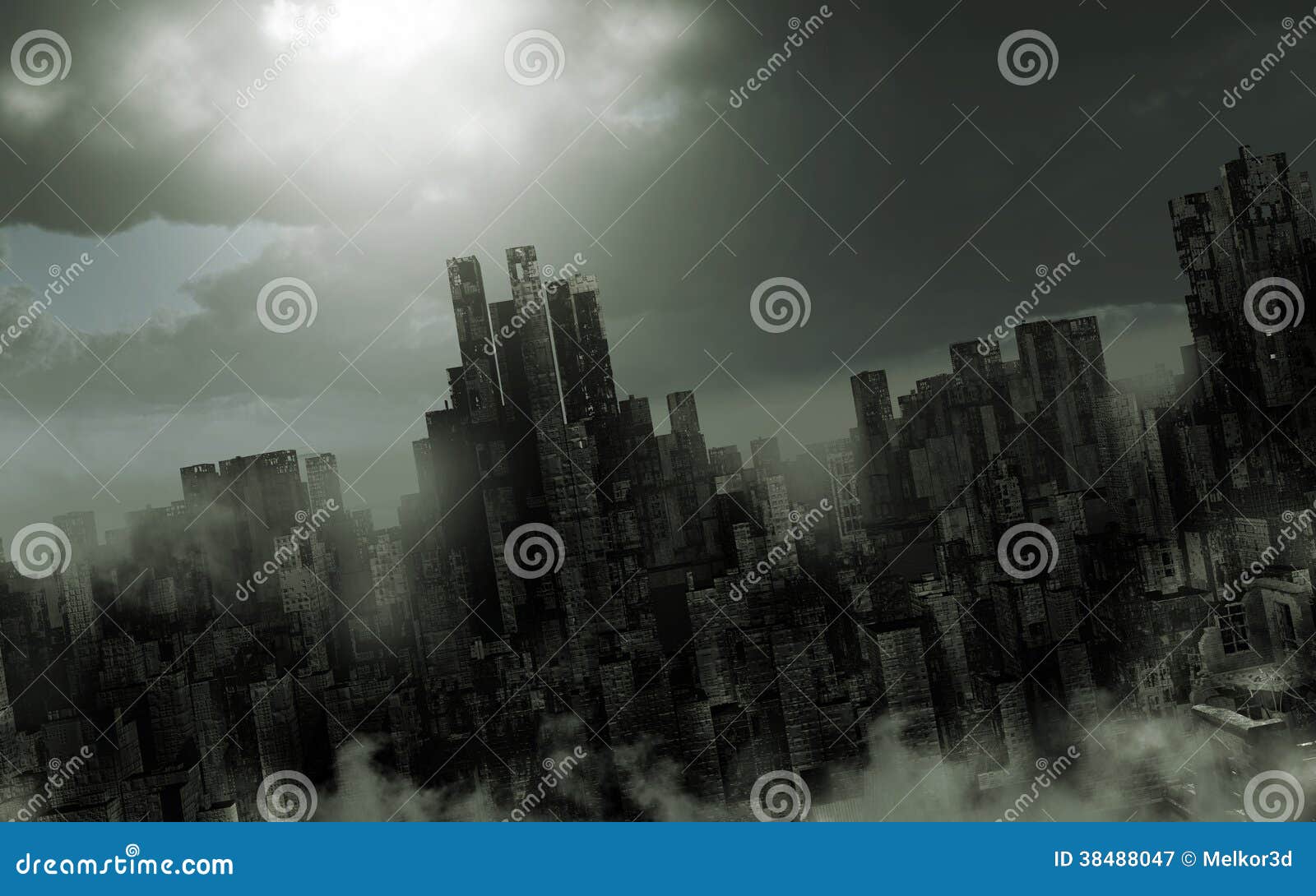 Paysage Apocalyptique Sombre Illustration Stock - Illustration du ...