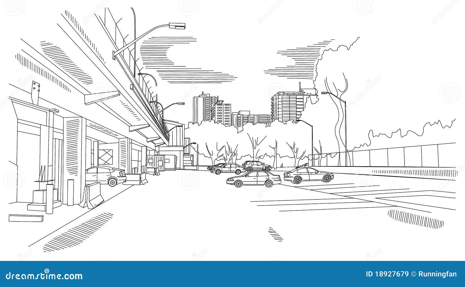 Paysage urbain illustration de vecteur. Illustration du moderne - 18927679