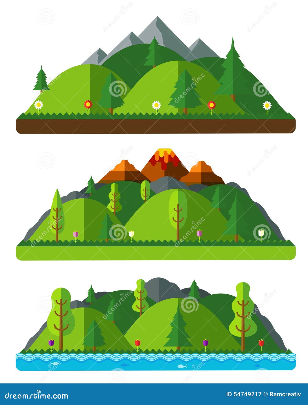 Paysages, Collines Et Montagnes De Nature De Conception Horizontal ...