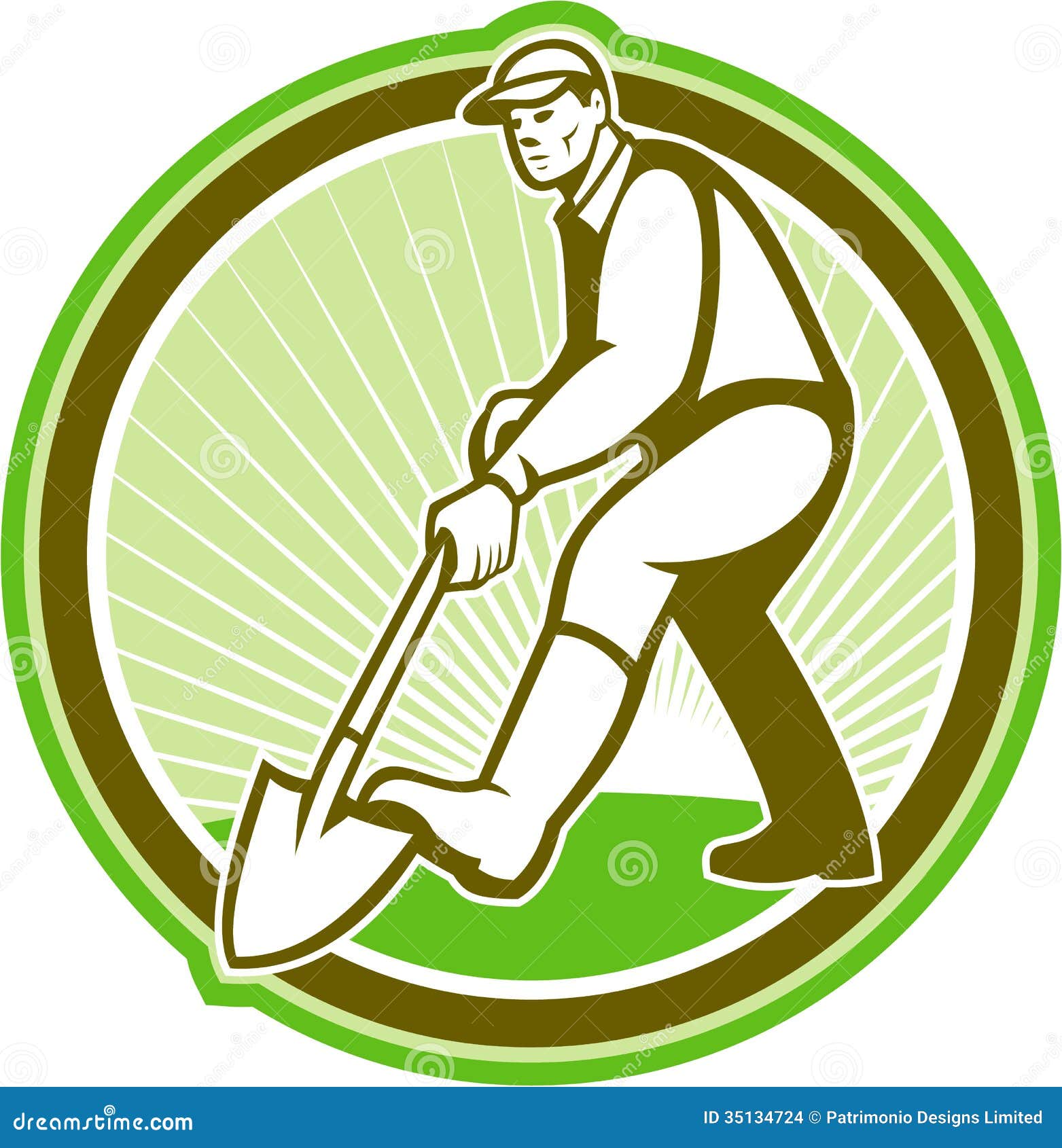 Paysagiste Digging Shovel Circle De Jardinier Illustration Stock ...