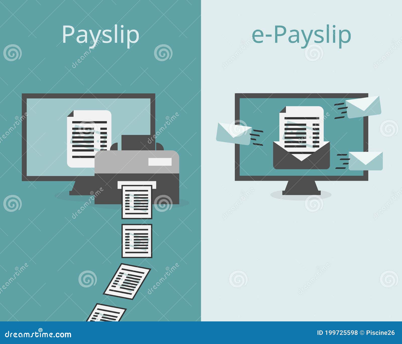 Payslip Compare To E-payslip Vector Stock Illustration - Illustration ...