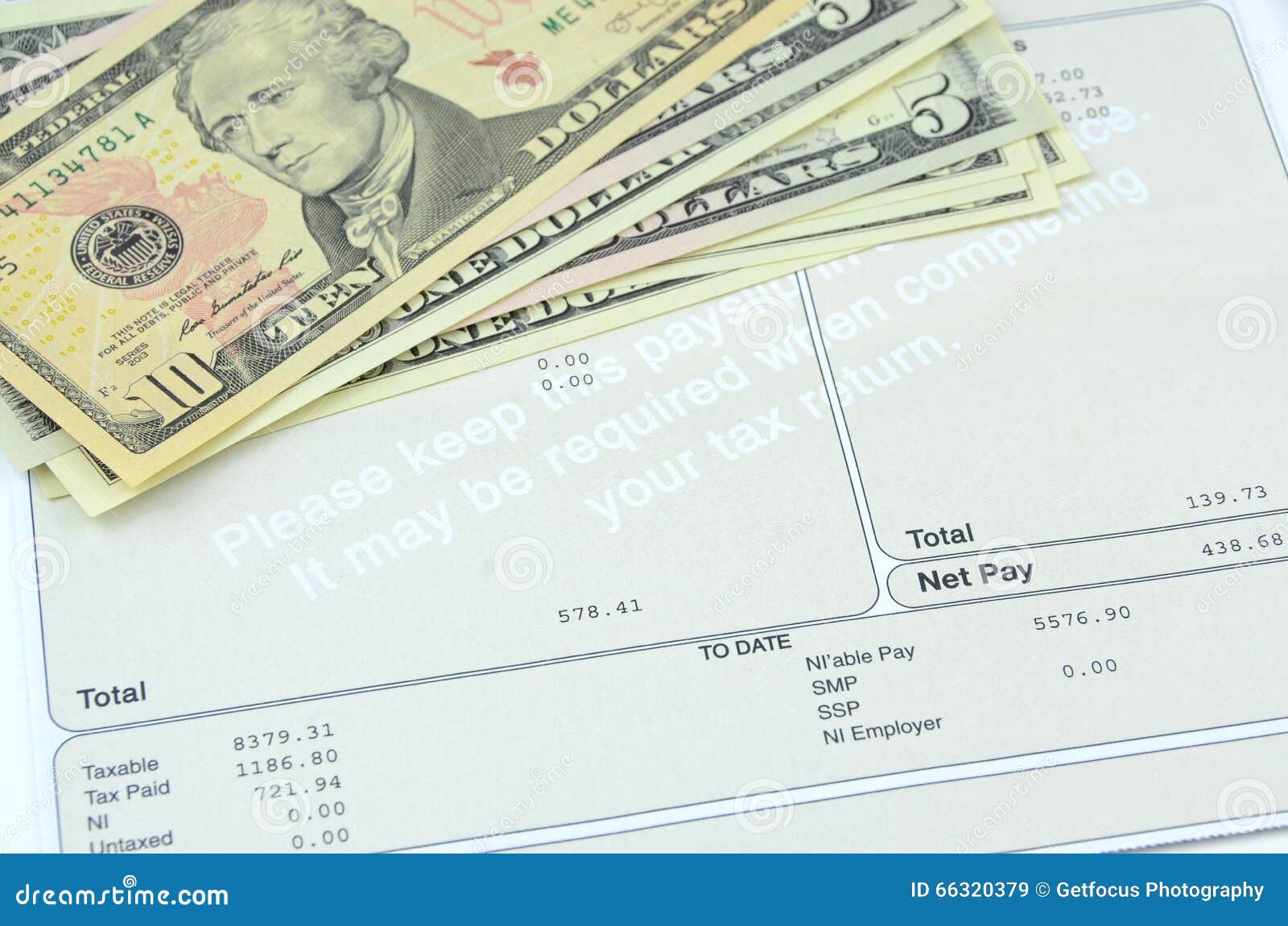 Payslip stock image. Image of wages, employee, check - 66320379