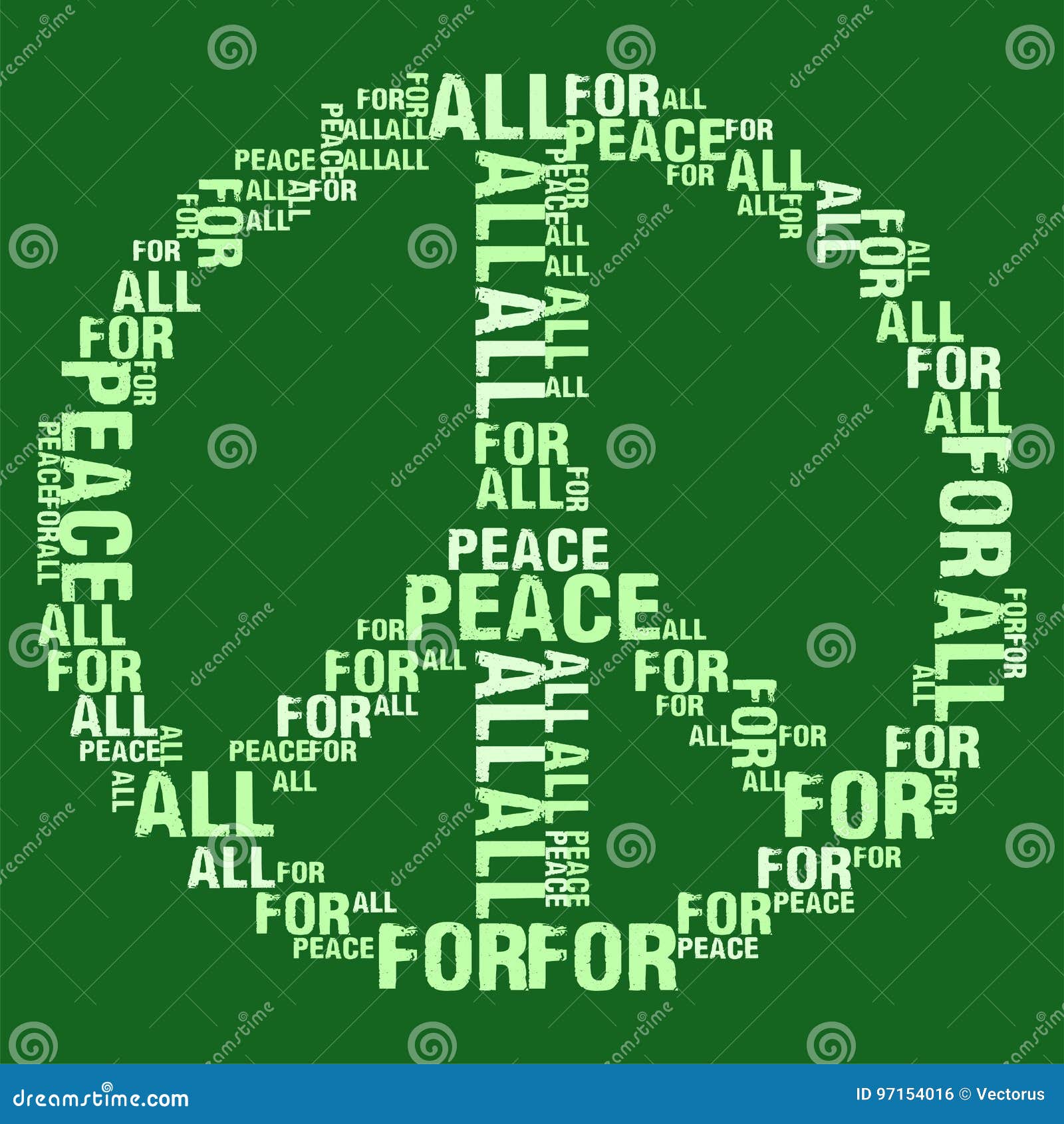 Paz para toda a BG verde ilustração do vetor. Ilustração de tudo - 97154016