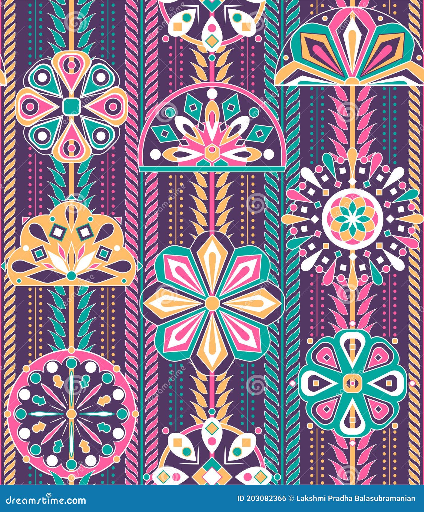Colorful Abstract Indo-western Geometric Design with Indian Motifs in a ...
