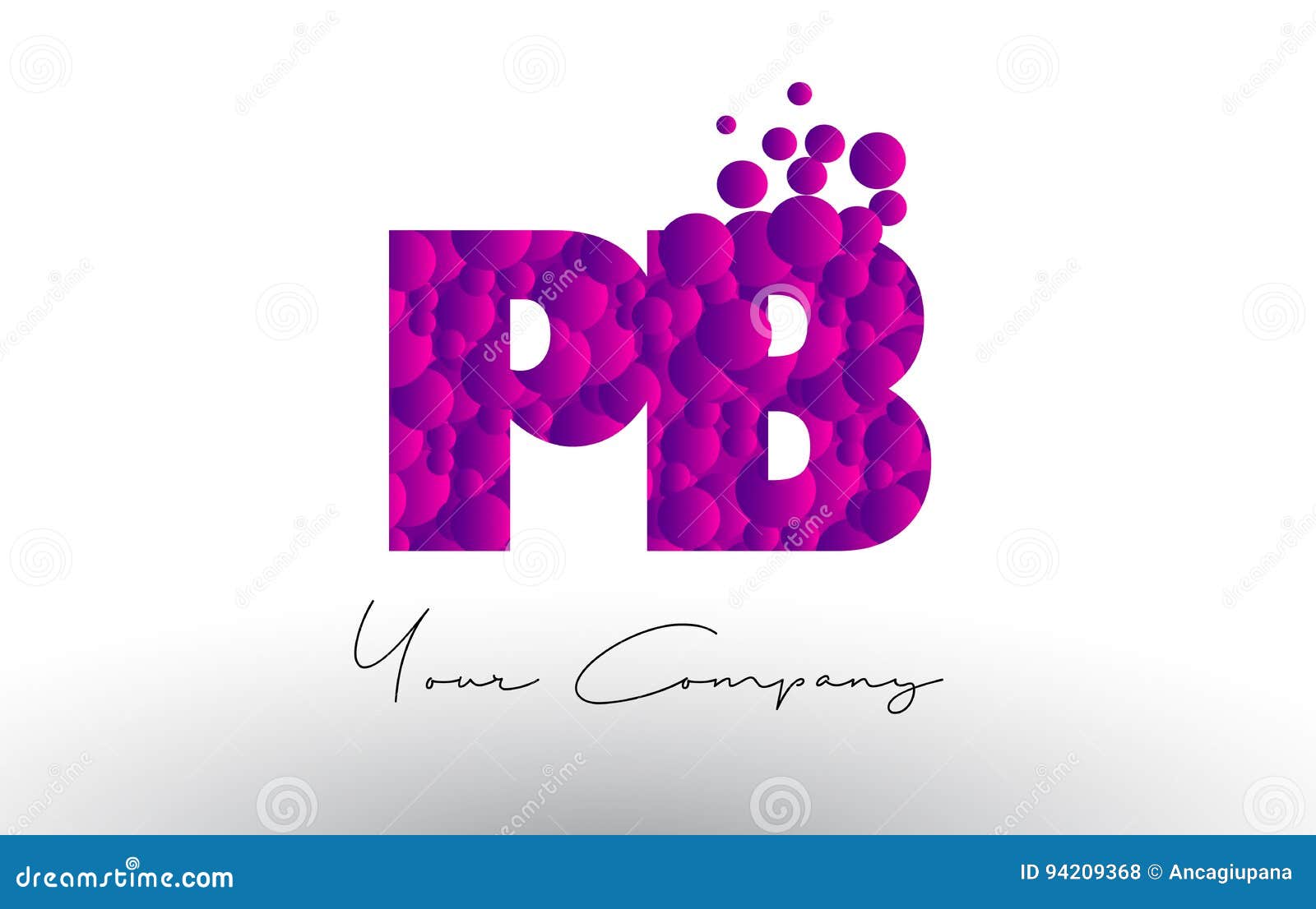 PB P B Dots Letter Logo with Purple Bubbles Texture. Stock Vector ...