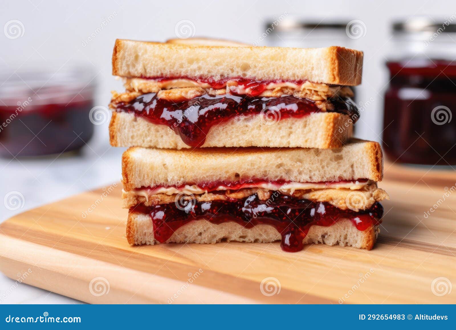 A Pbj Toast Sandwich with Crusts Removed Stock Image - Image of toast ...