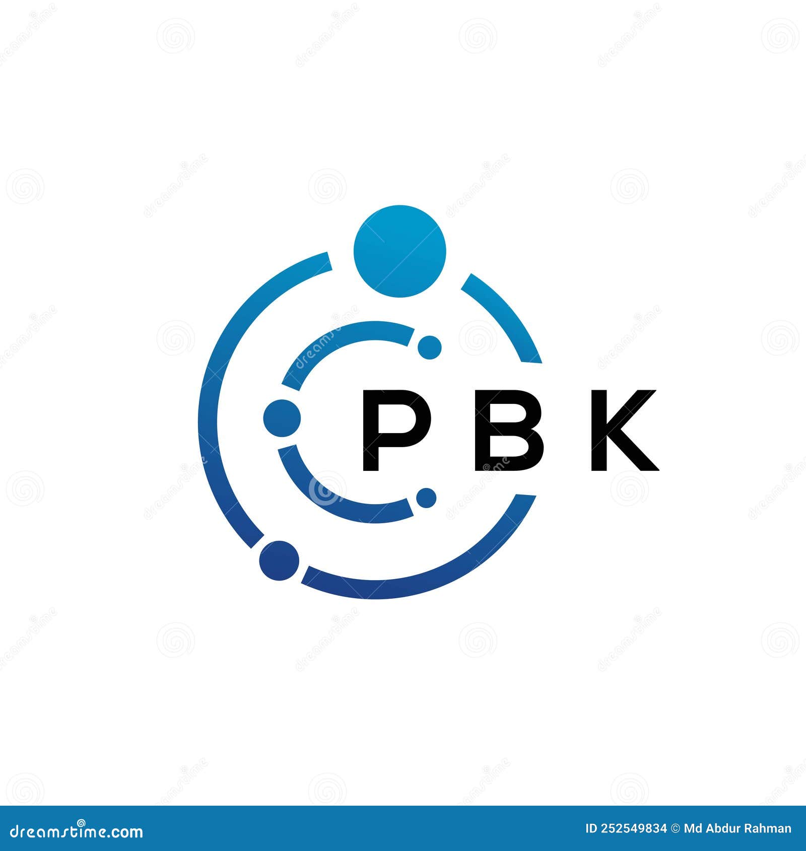 PBK Letter Technology Logo Design on White Background. PBK Creative ...