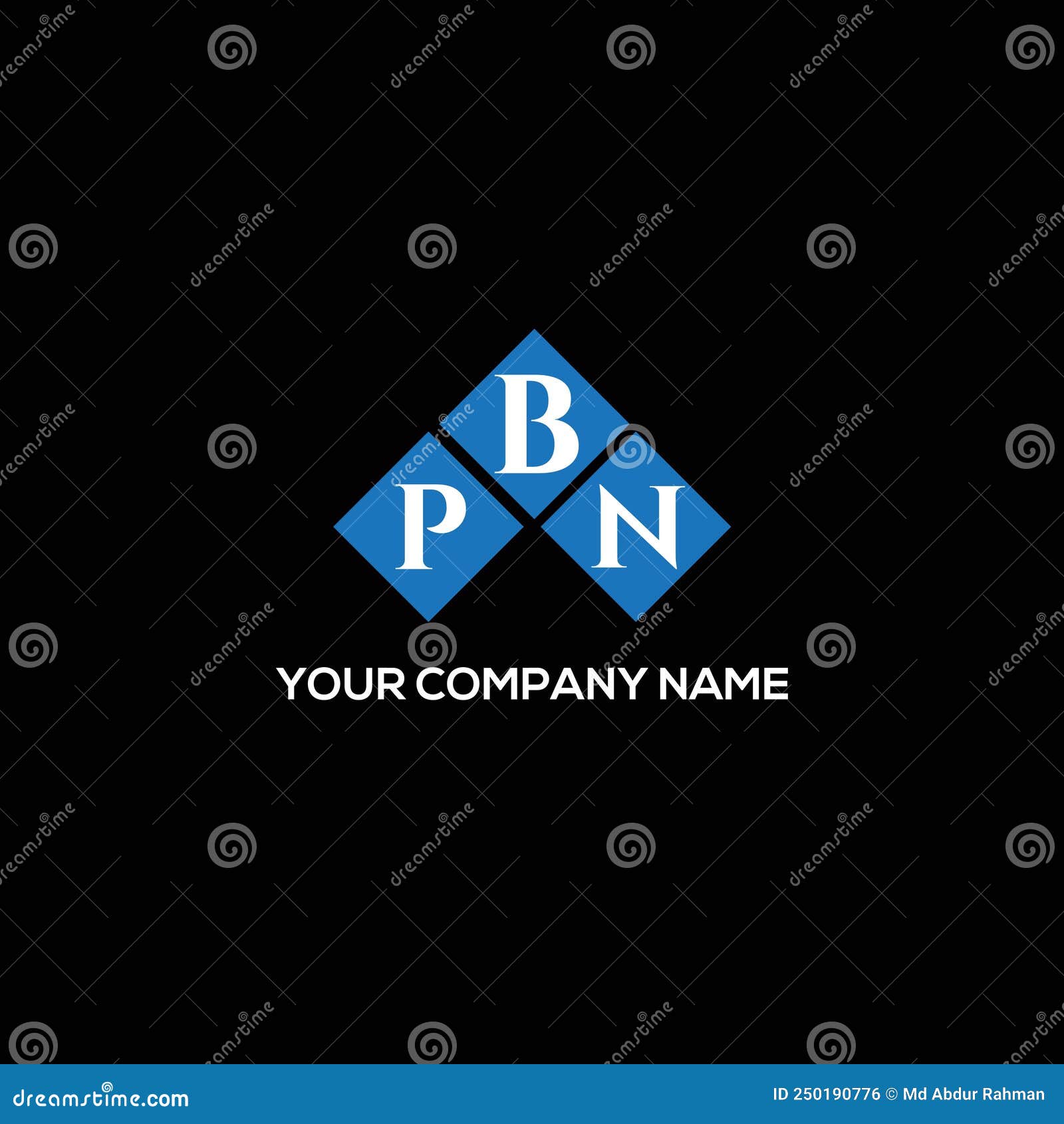 PBN Letter Logo Design on BLACK Background. PBN Creative Initials ...