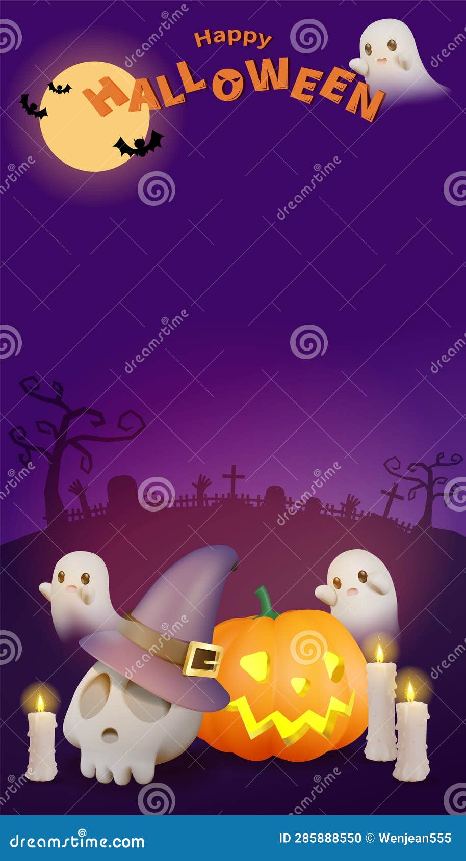 Halloween Purple Spooky Background for Poster, Card, Sale, Party Stock ...