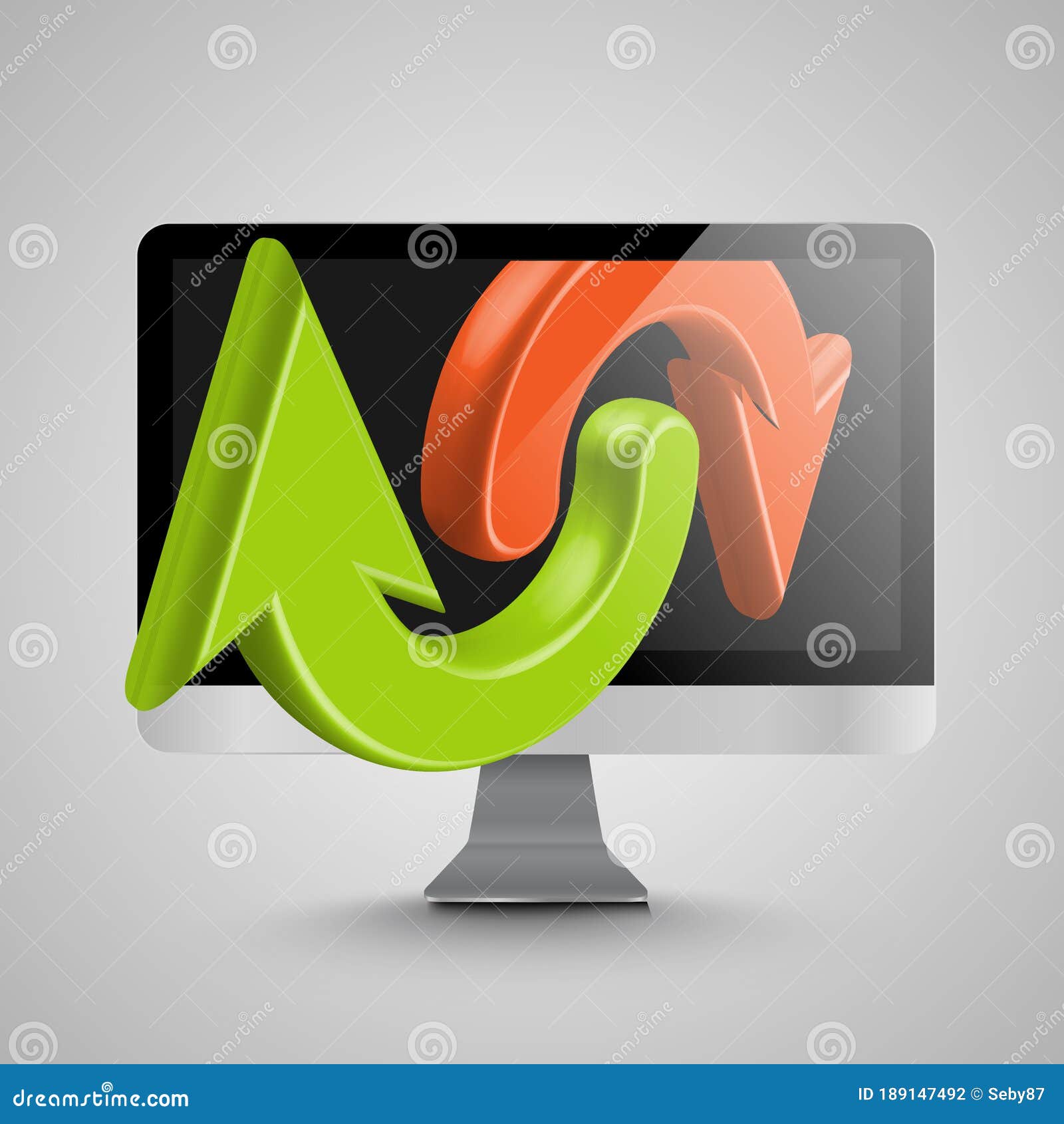 PC and arrows, vector stock vector. Illustration of electronic - 189147492