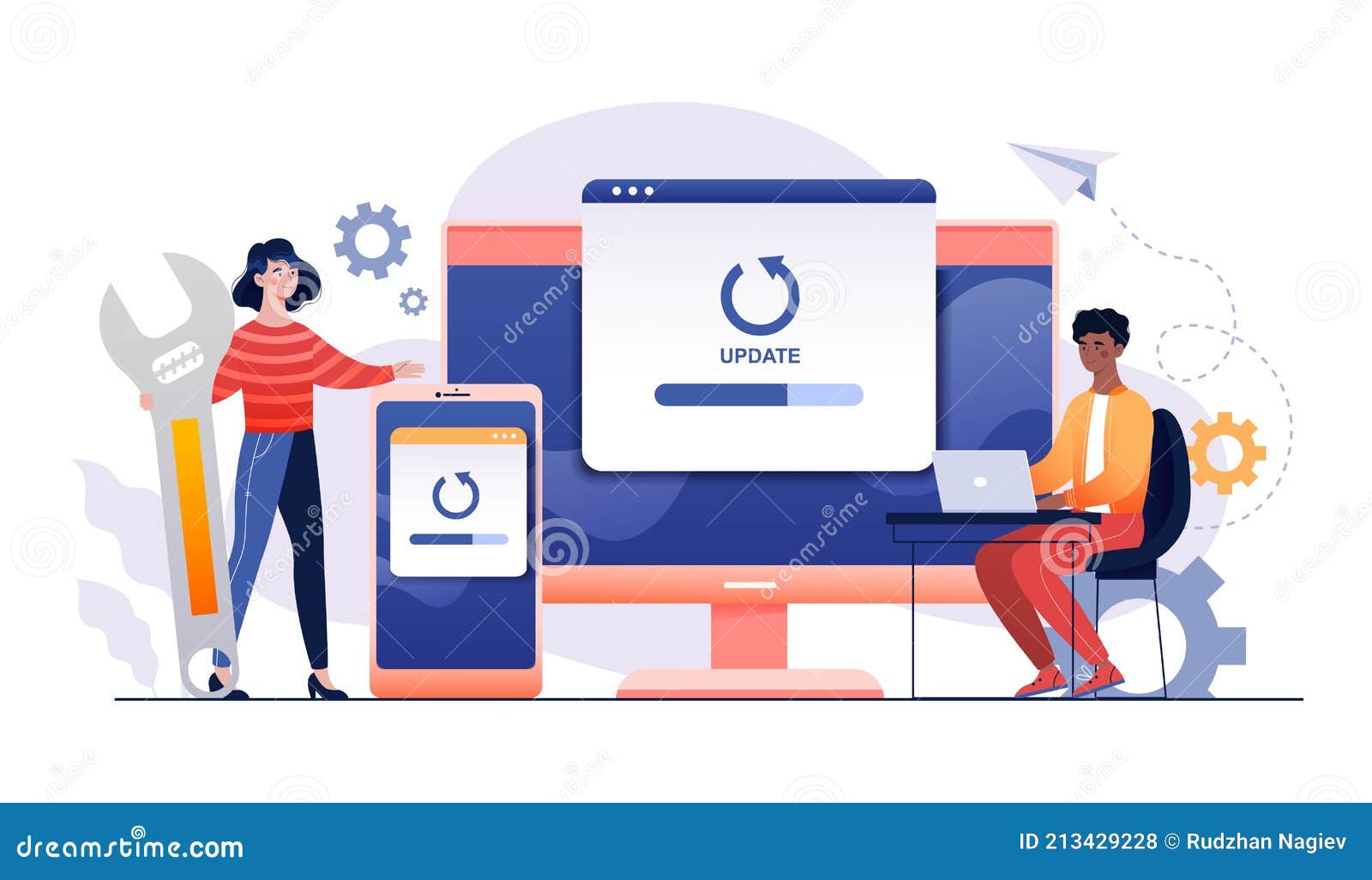 PC Bug Fixing, Installing Update Process Concept Stock Vector ...