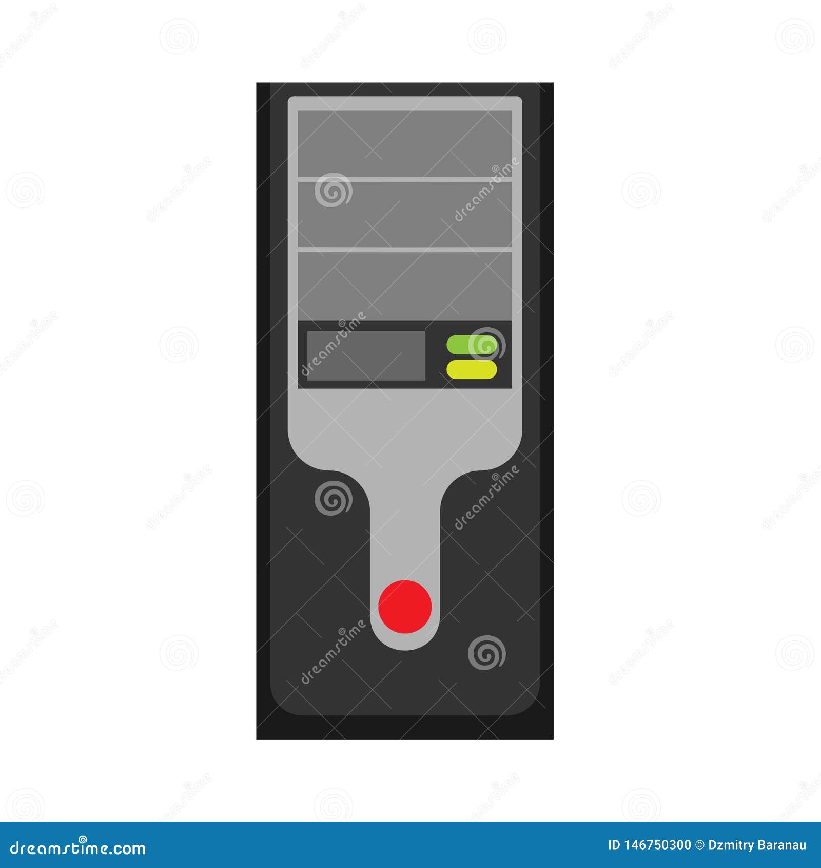 PC Case Vector Icon Computer Tower Equipment Technology. Black System ...