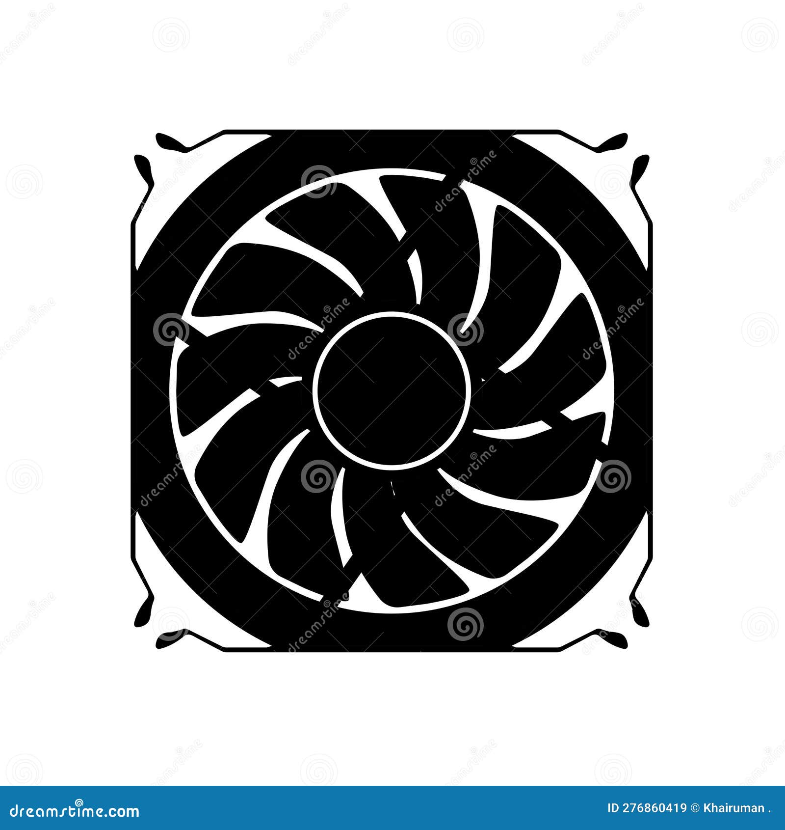 PC Casing Fan Silhouette. Black And White Icon Design Element On ...