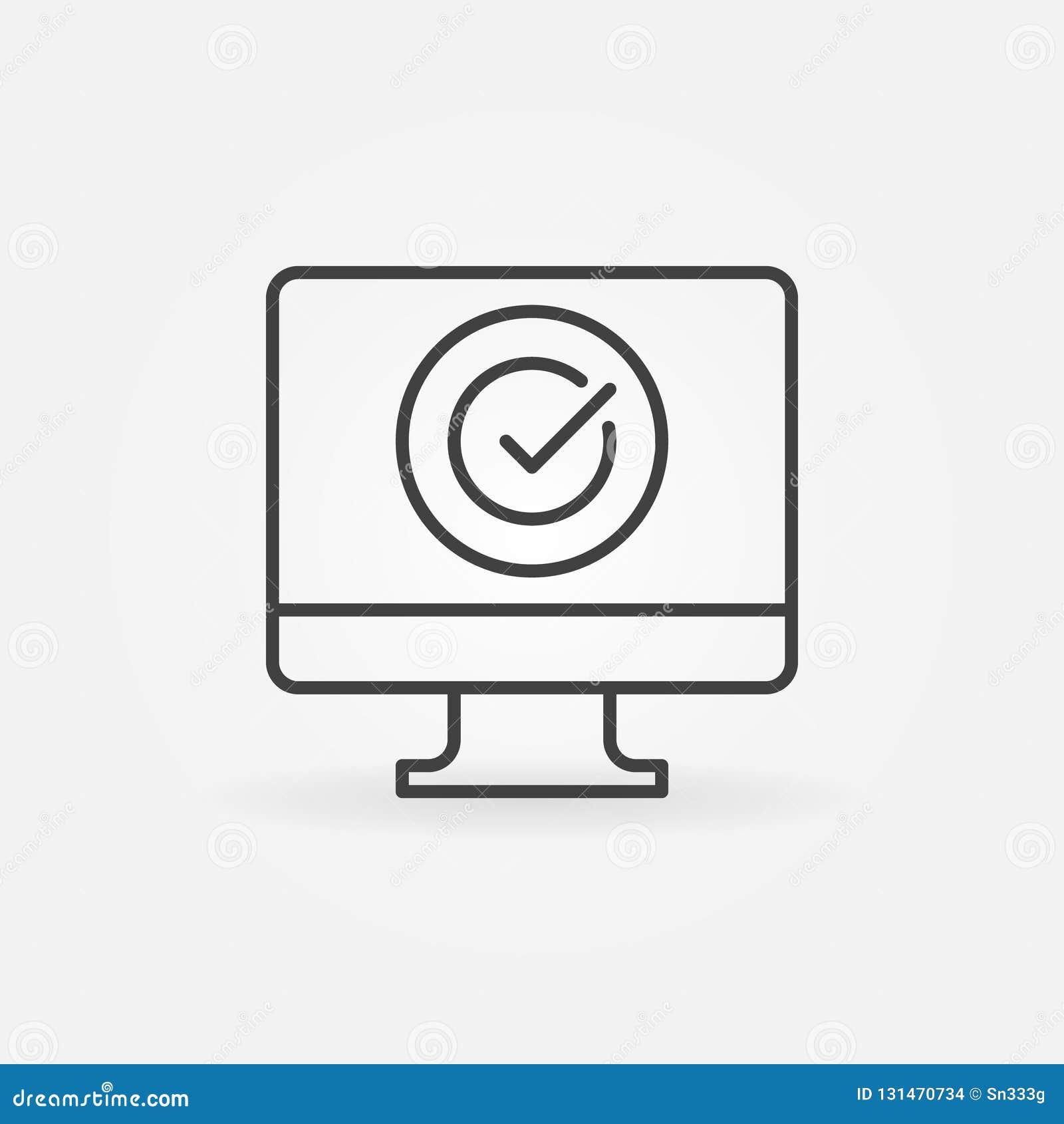 PC with Check Mark Vector Icon in Thin Line Style Stock Vector ...