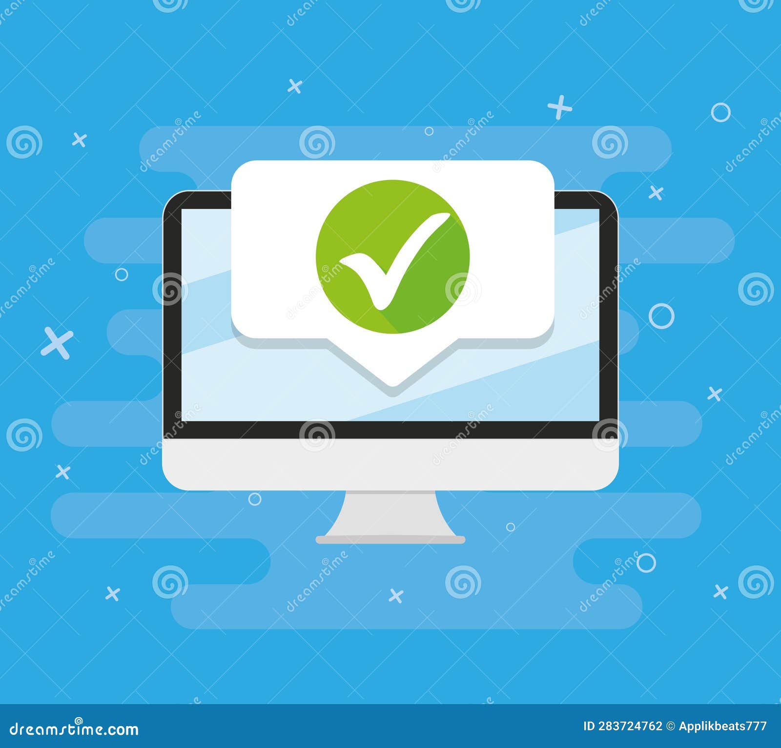 Pc with Checkmark Vector Illustration, Flat Design Stock Vector ...