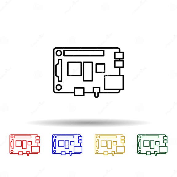 PC Chip Multi Color Style Icon. Simple Thin Line, Outline Vector of Computer Parts Icons for Ui ...