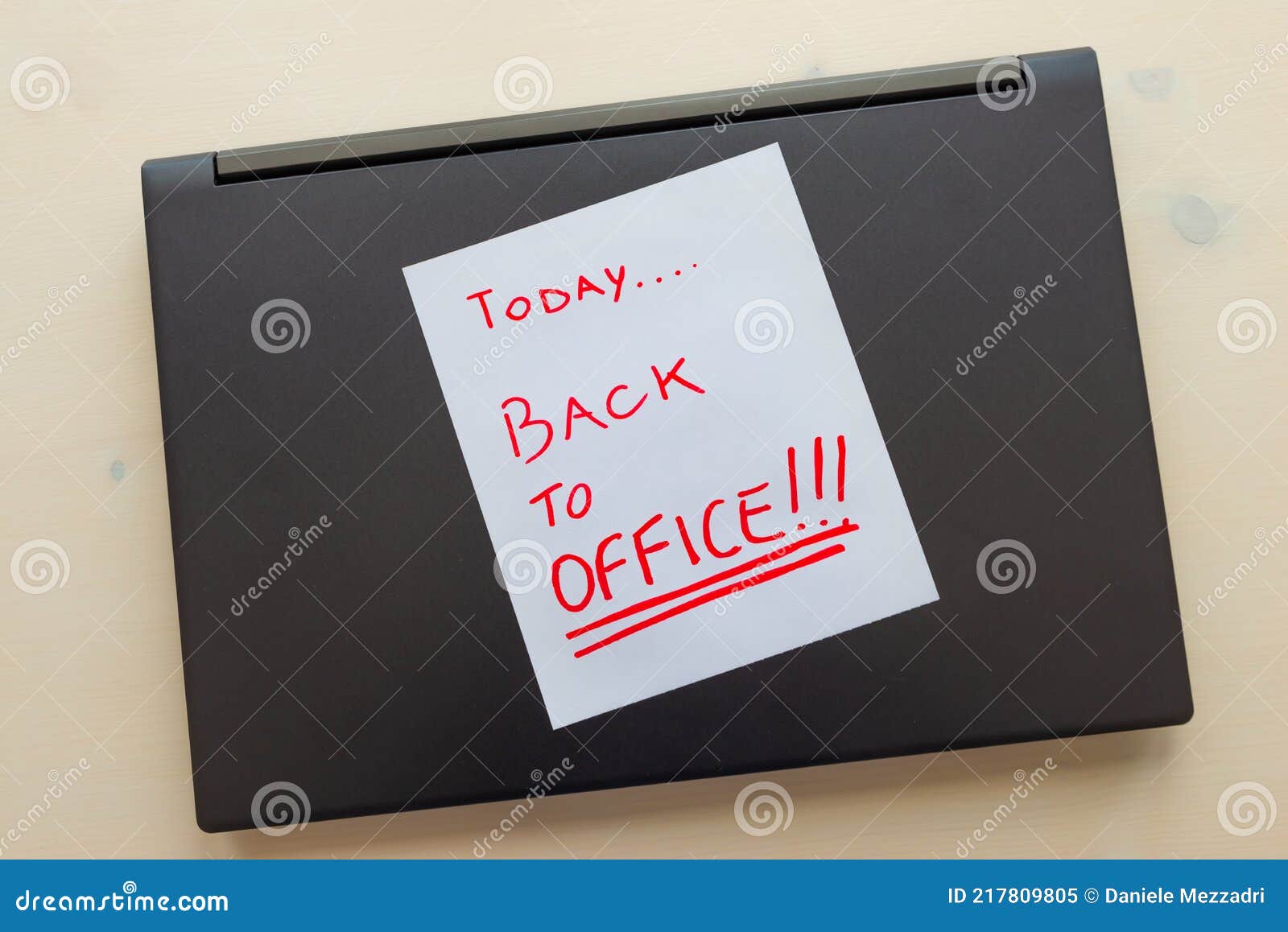 Pc Closed with `Today ... Back To Office`. Stock Image - Image of ...