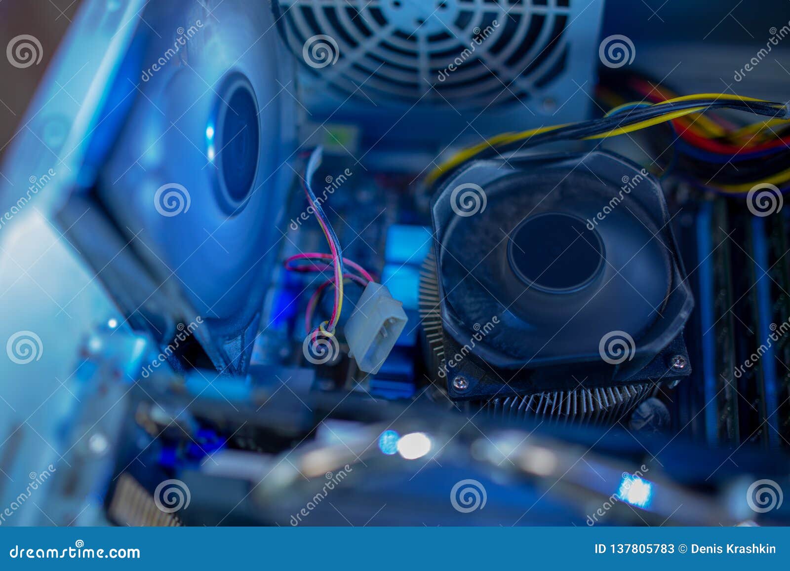 A Dusty Cooling Fan Computer Circuit Board. Concept Of Broken Computer ...