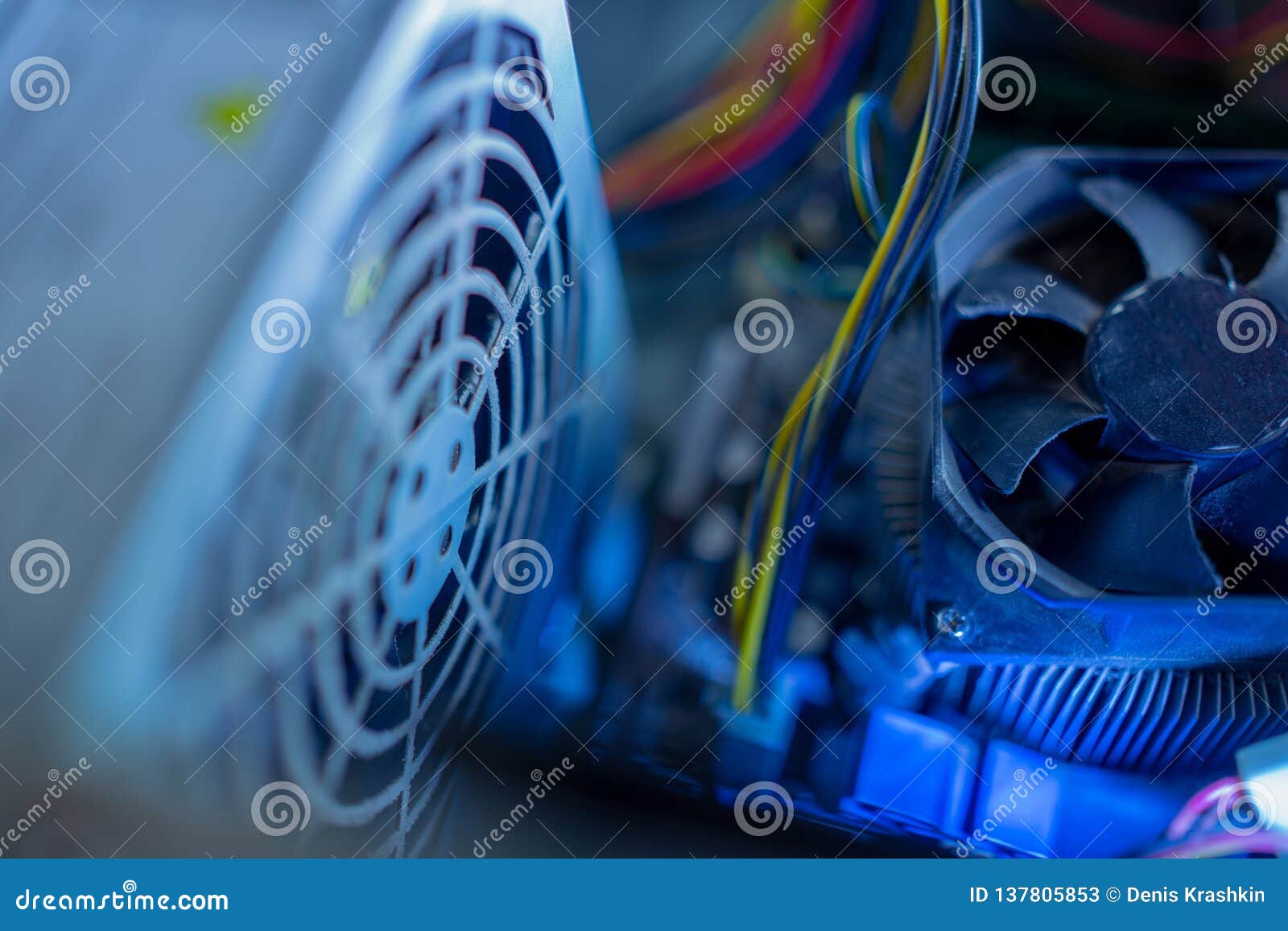 PC Components in Dust. Macro CPU Fan. it Does Not Work, in Dust and ...