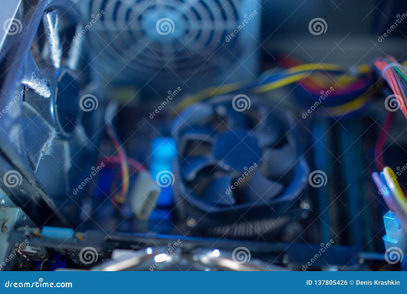 PC Components in Dust. Macro CPU Fan Soft Focus. it Does Not Work, in ...