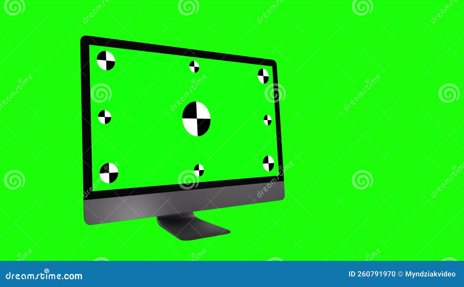 PC Computer with a Green Screen on a Green Background. Ability To ...
