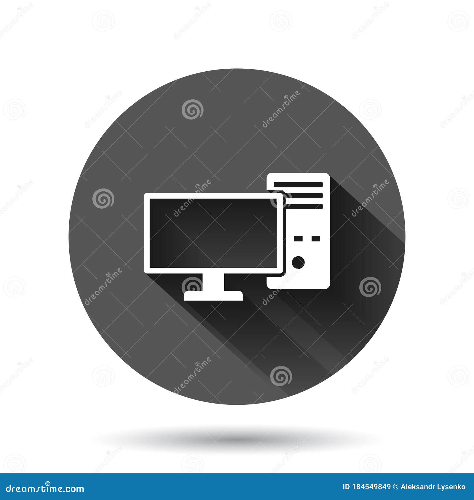 Pc Computer Icon in Flat Style. Desktop Vector Illustration on Black ...