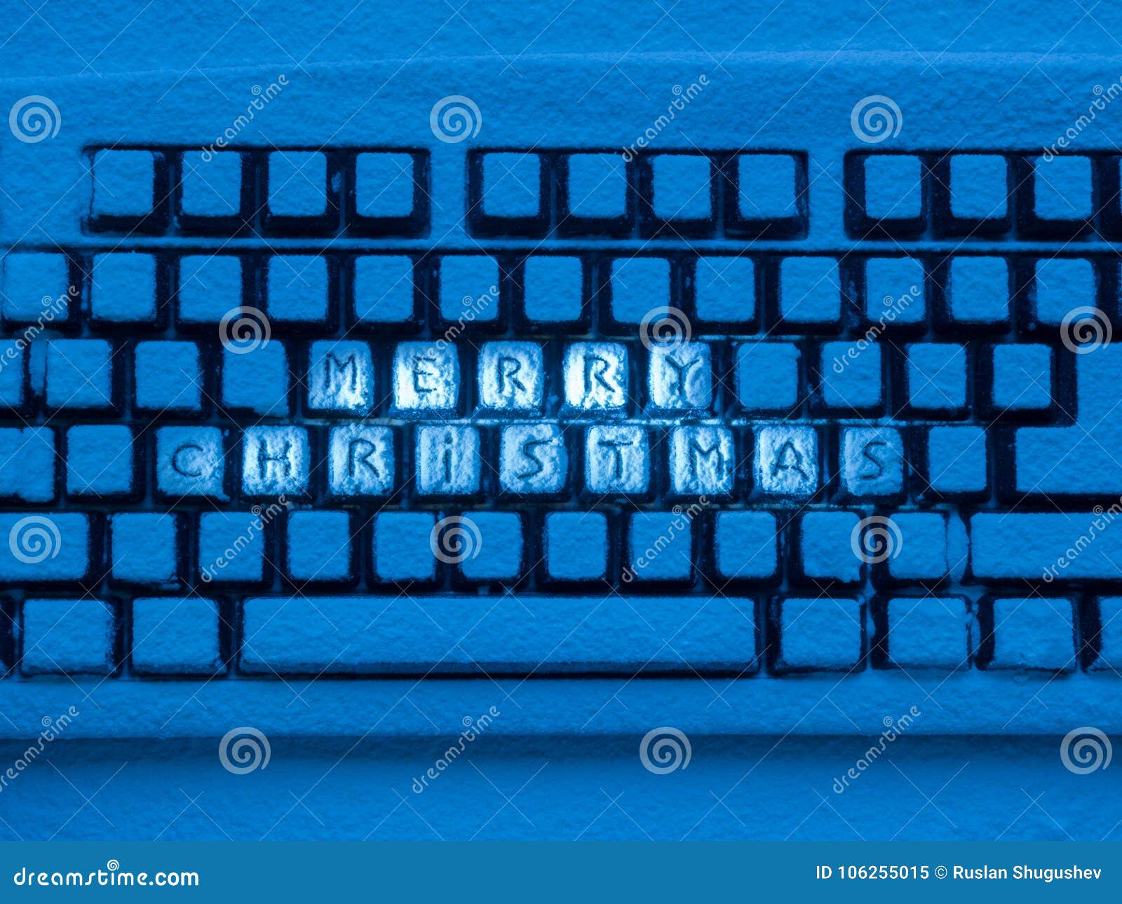 Computer Keyboard with Text Merry Christmas on Buttons Covered with ...