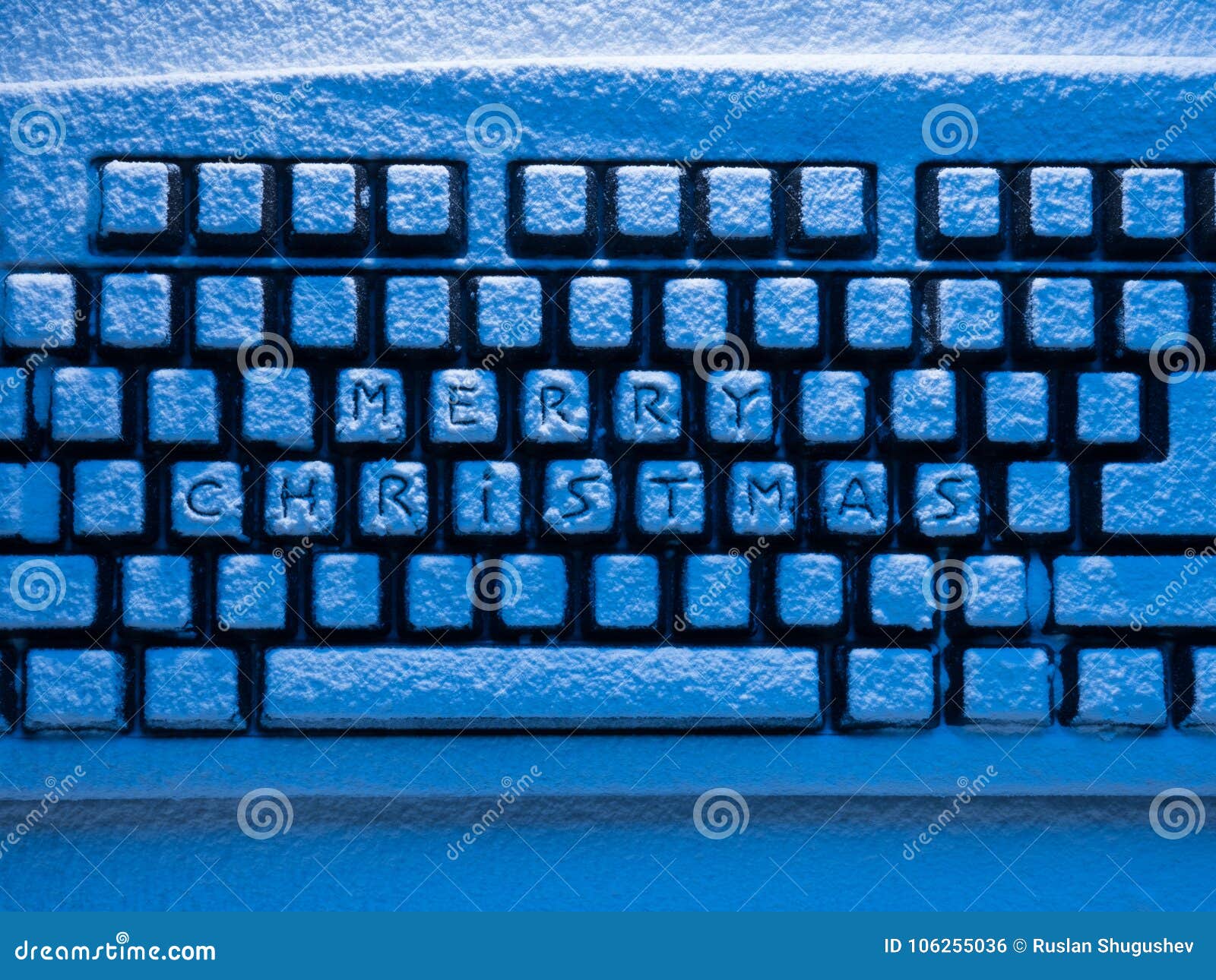 Computer Keyboard with Text Merry Christmas on Buttons Covered with ...