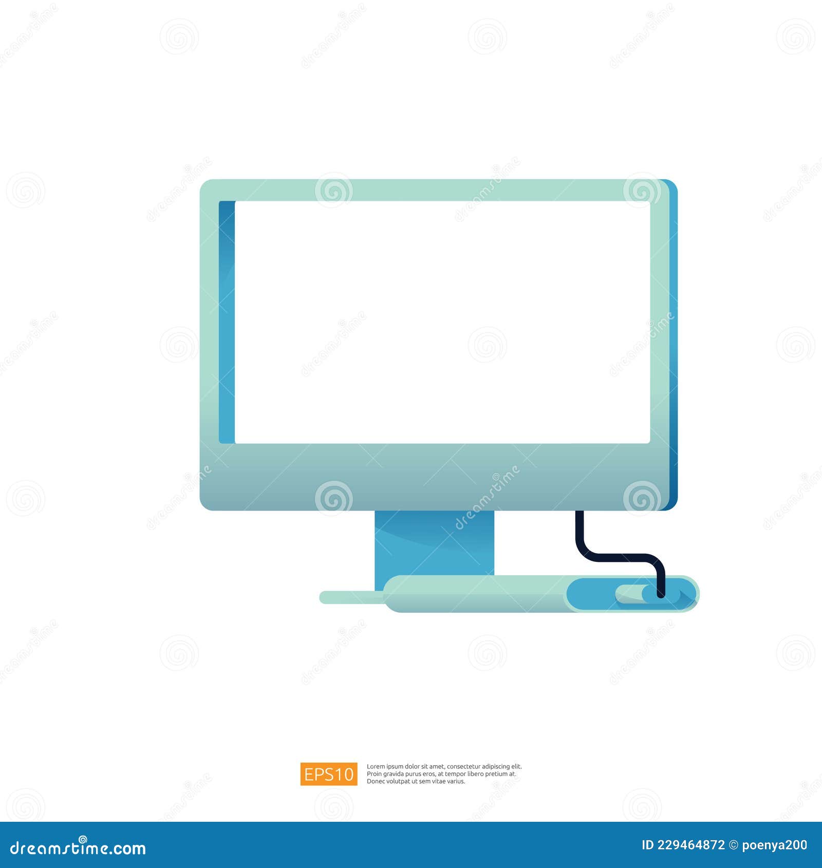 PC Computer Monitor Desktop Flat Design Style Vector Illustration Stock ...