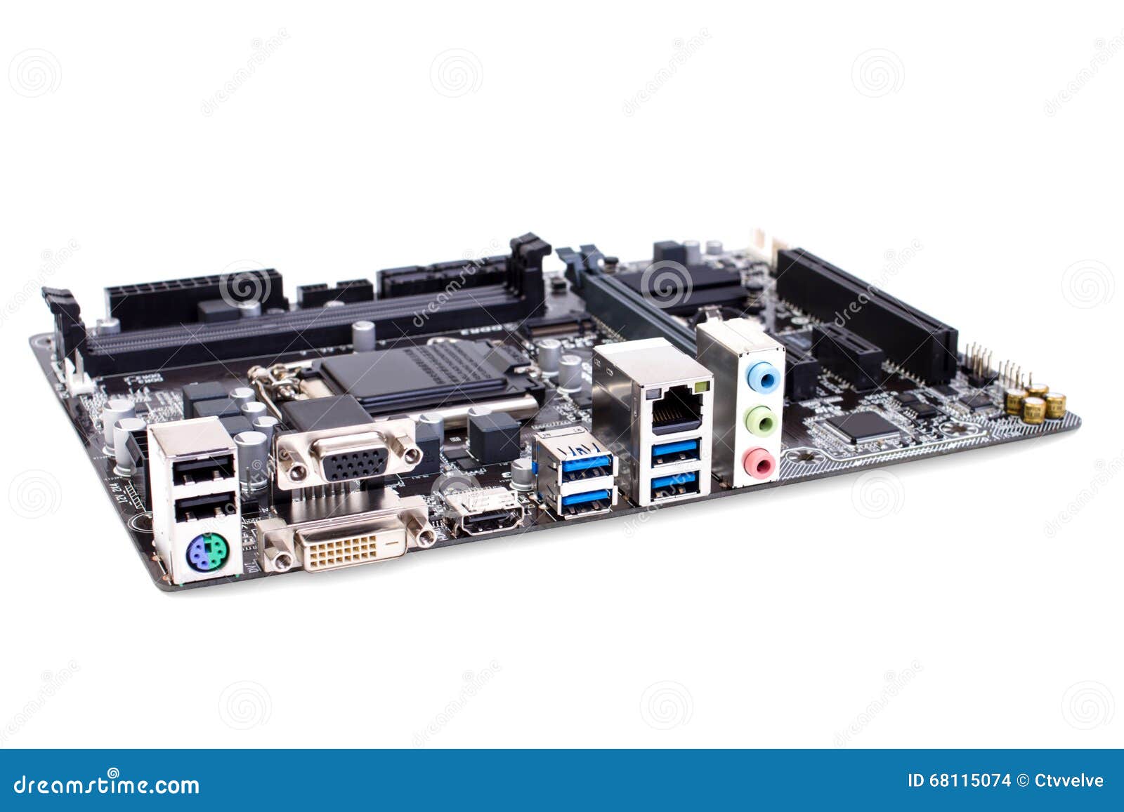 PC computer motherboard stock photo. Image of connectors - 68115074