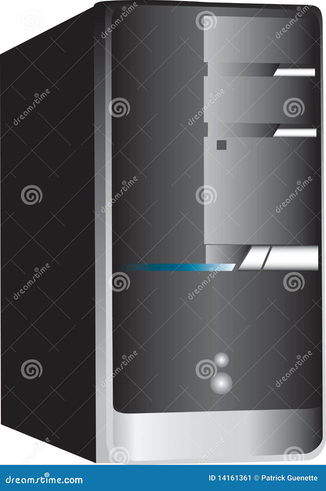PC computer tower on white stock vector. Illustration of background ...