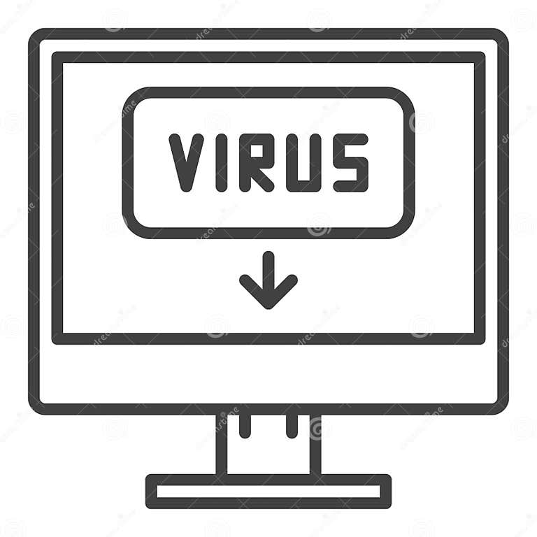 PC Computer Virus Vector Linear Icon or Symbol Stock Vector ...