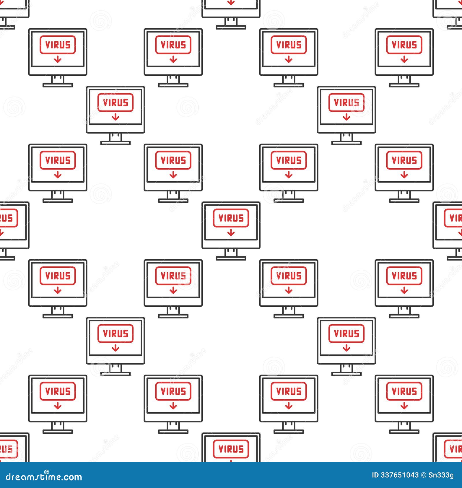 PC Computer Virus Vector Linear Seamless Pattern Stock Illustration ...