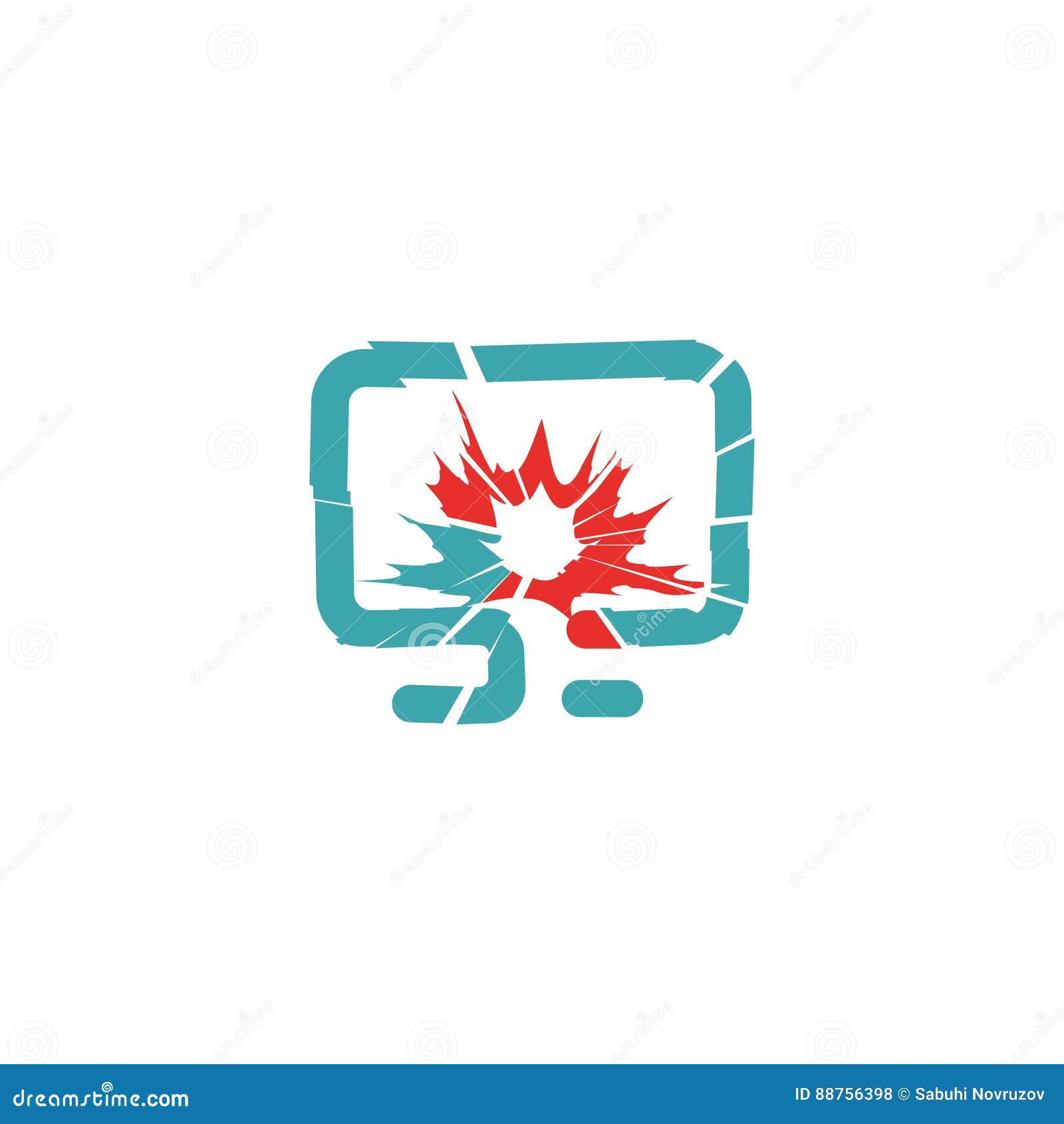 PC and Crash Symbol Icon. stock vector. Illustration of demolition ...