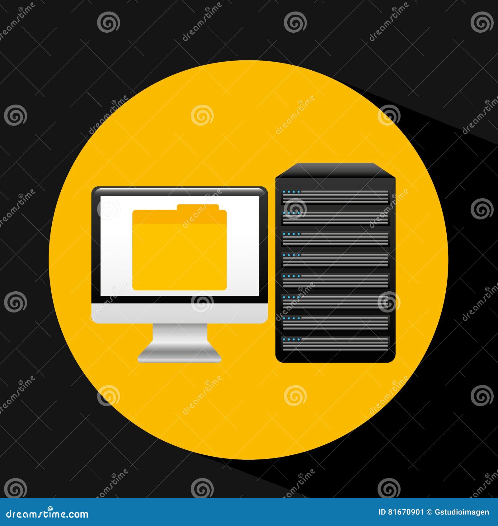 Pc Data Base File Folder Arrow Stock Vector - Illustration of symbols ...