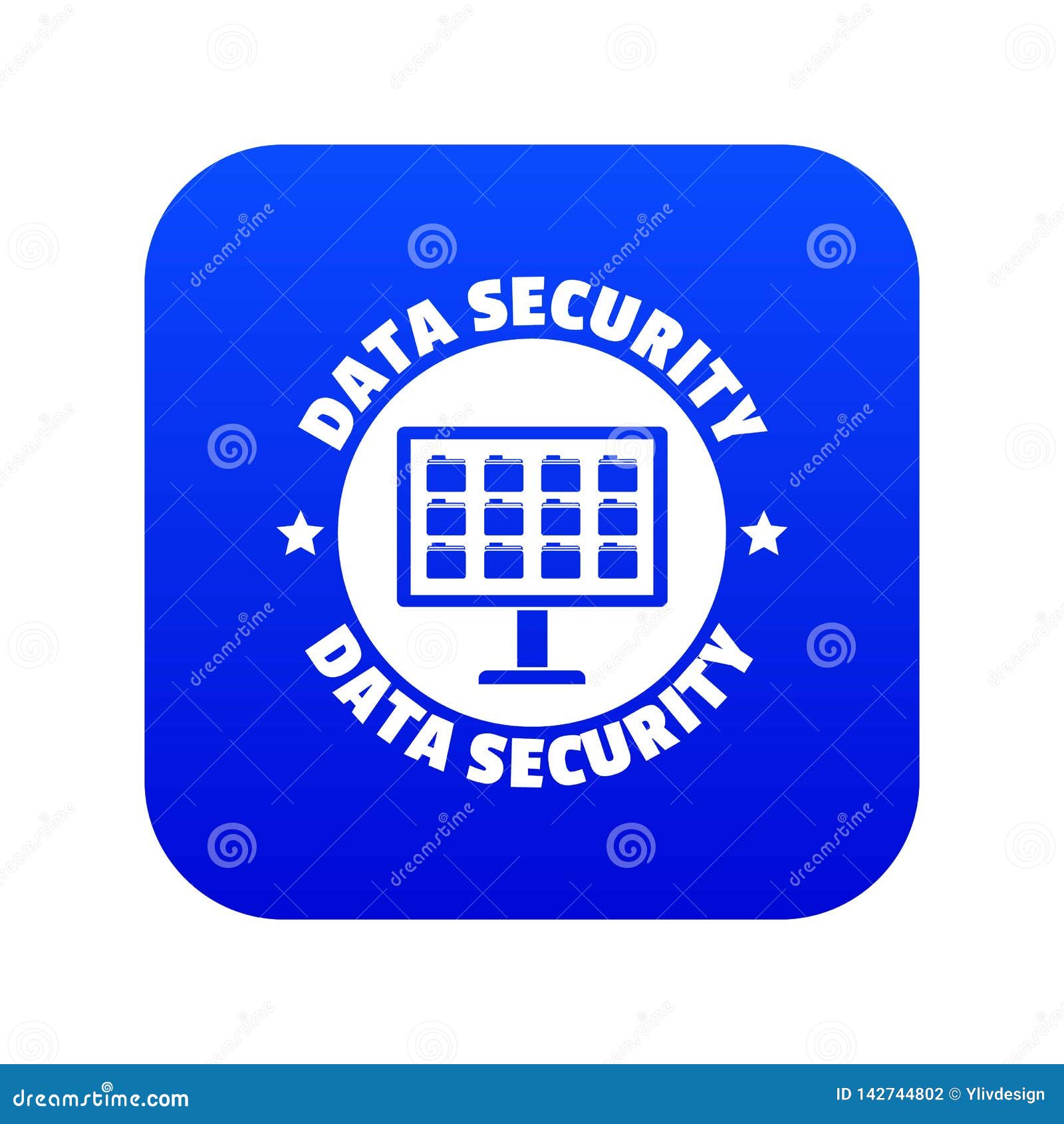 Pc Data Security Icon Blue Vector Stock Vector - Illustration of online ...