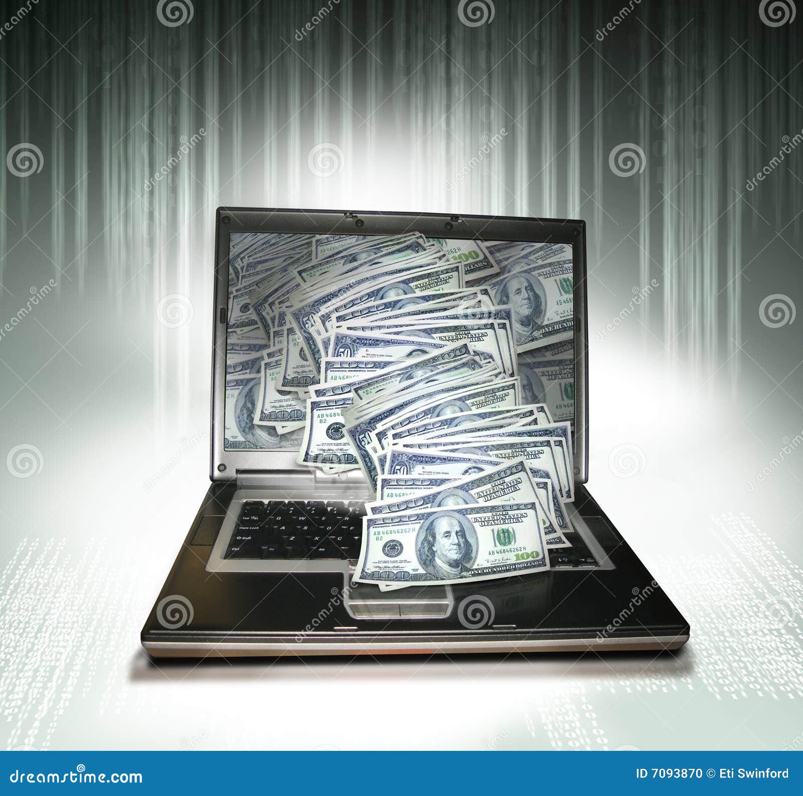 PC De La Computadora Portátil Con El Dinero Foto de archivo - Imagen de ...