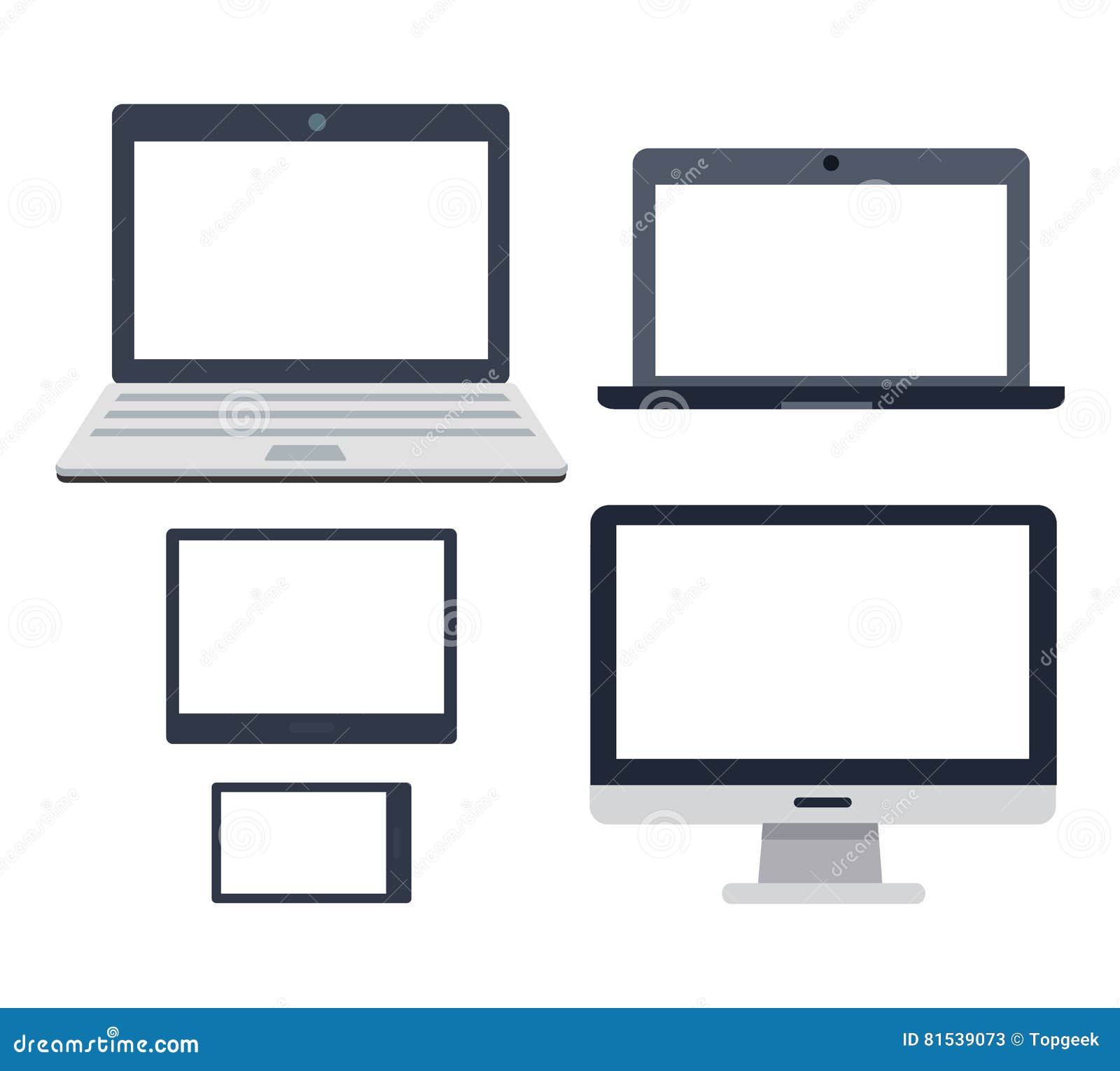 PC Devices Set. Collection of Realistic Monitors Stock Vector ...