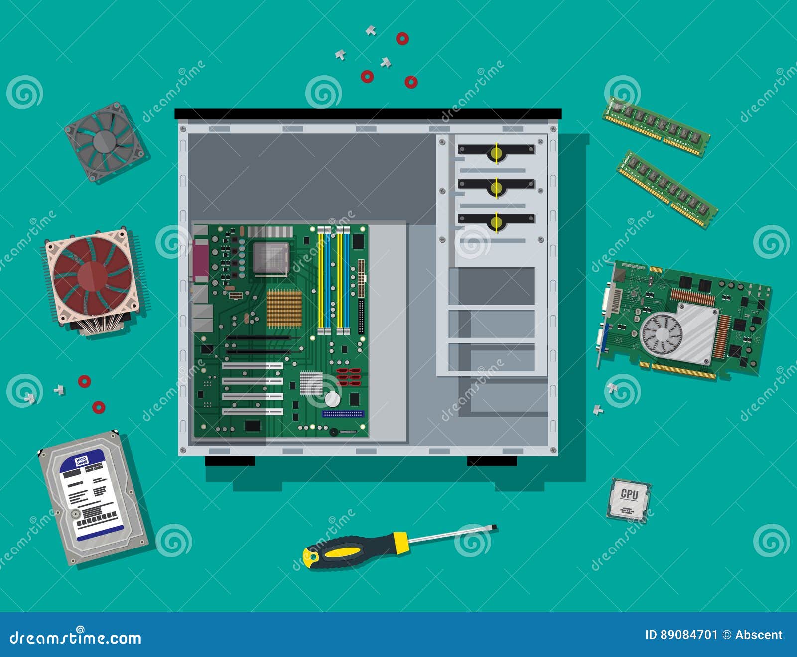 Pc Di Montaggio Hardware Con Computer Personale Illustrazione ...