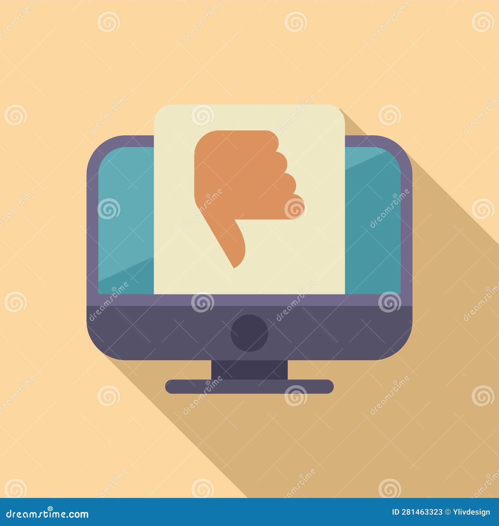 Pc Dislike Icon Flat Vector. Social Media Stock Vector - Illustration ...