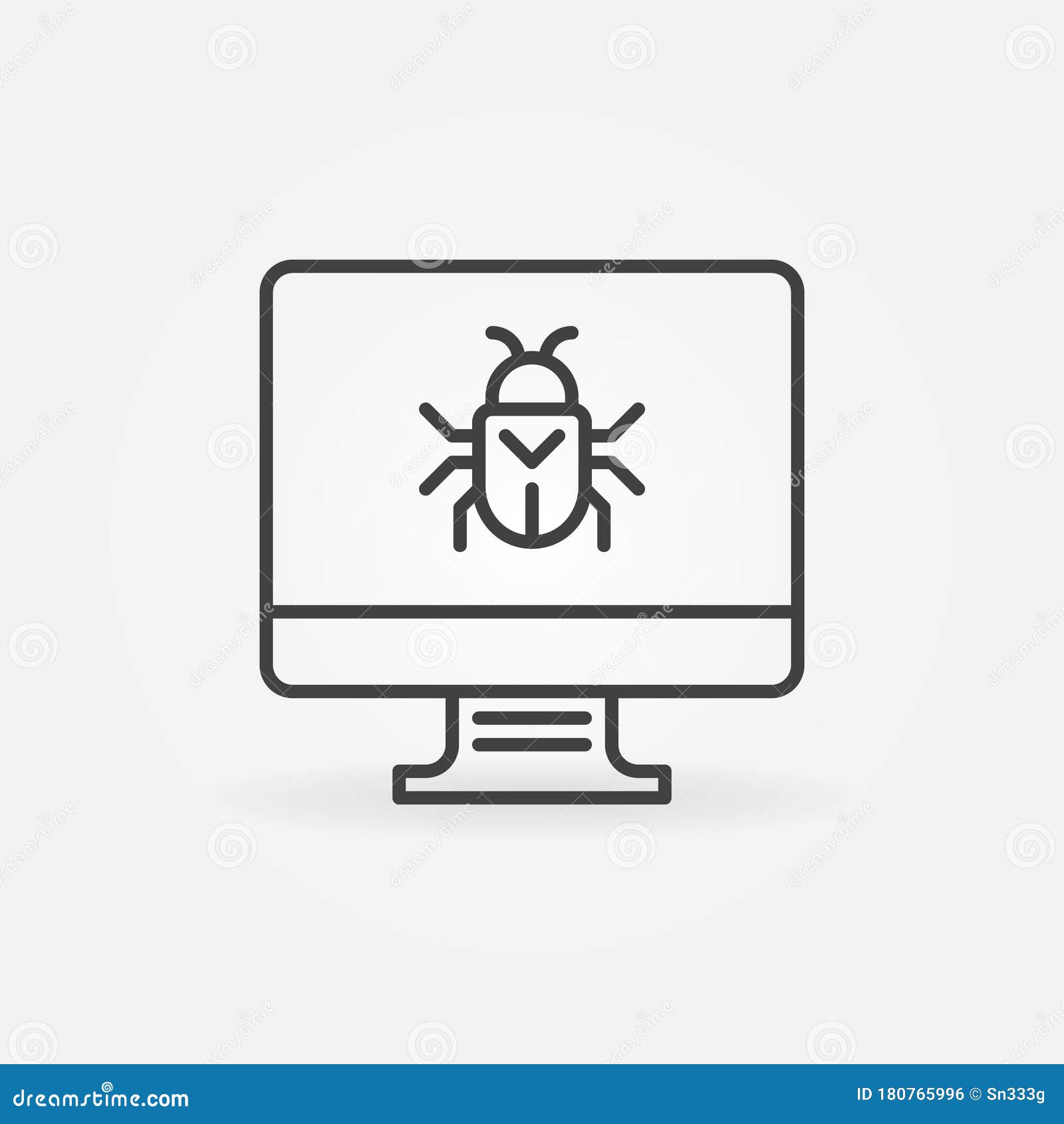 PC Display with Computer Virus or Bug Vector Outline Icon Stock Vector ...