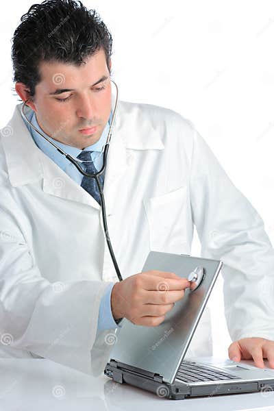 PC Doctor Examining a Computer Stock Photo - Image of person, equipment ...
