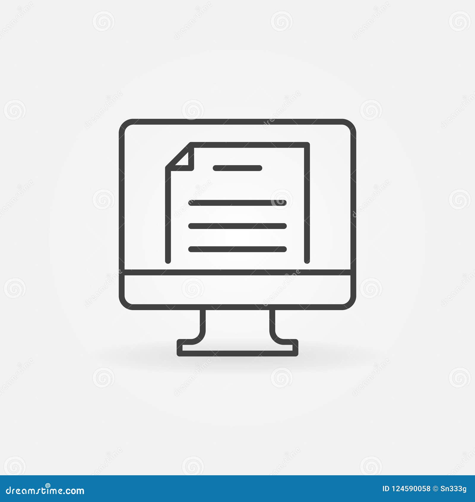 PC with Document Vector Concept Icon in Thin Line Style Stock Vector ...