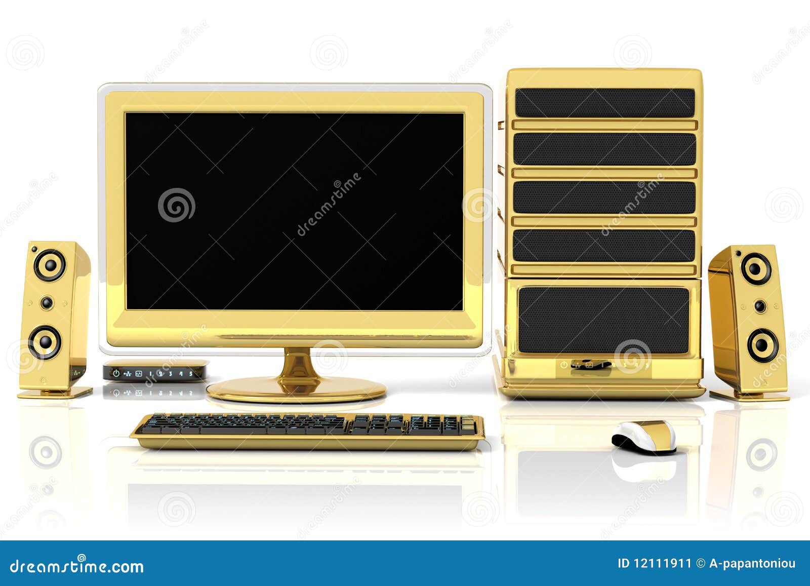 PC dourado ilustração stock. Ilustração de renda, eletrônica - 12111911