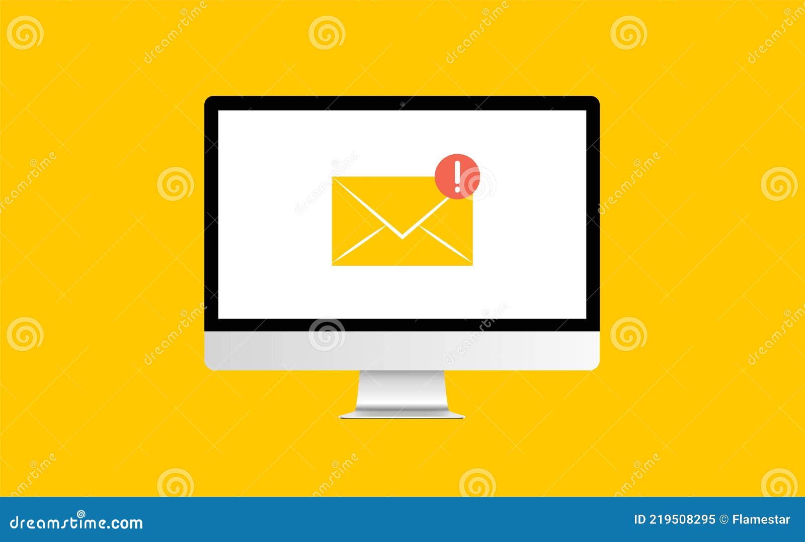 PC with Email Envelope. Computer and Document on Screen. Flat Style ...