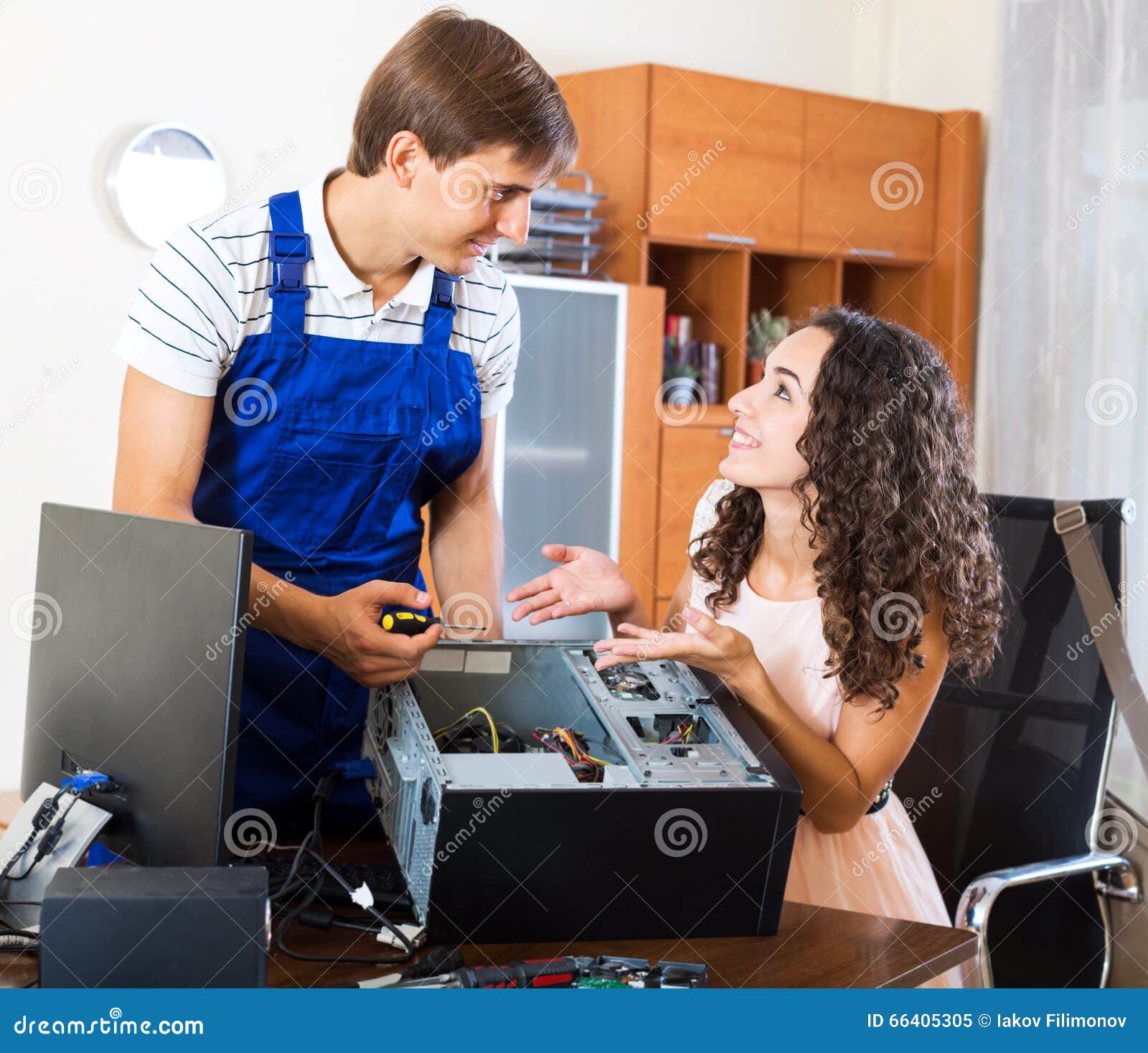 PC Engineer Working with Cables Stock Image - Image of equipment ...